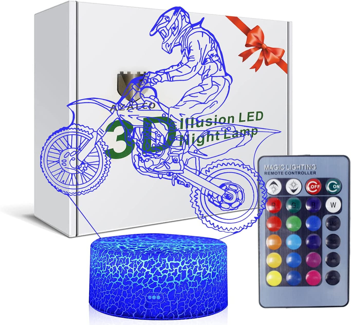 LIDUI-Motorbike Night Light,Motorcycle 3D Illusion Lamp with Remote ...