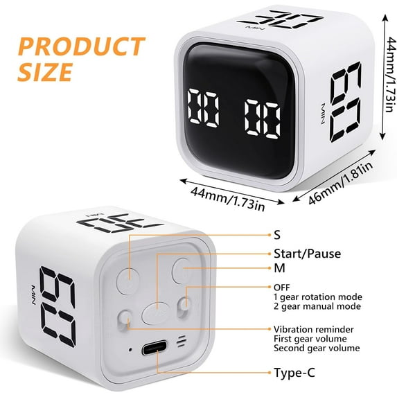 LIDUI-Multi-Function Cube Timer, 5/10/30/60 Min & Custom Count Down ...