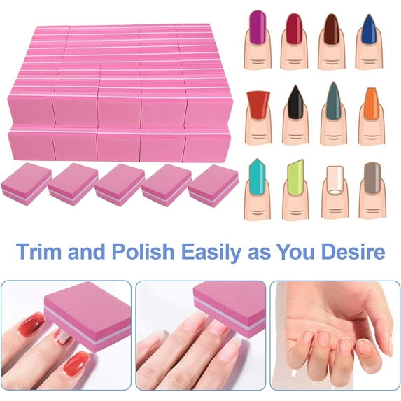 LIDUI-Nail Buffers (100 Pack), Mini Buffer Block Nail File for Acrylic ...