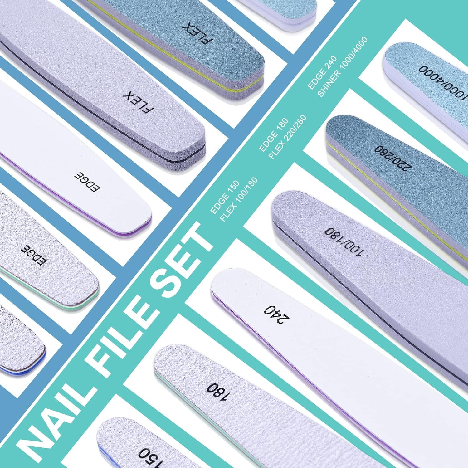 LIDUI-Nail File Buffer, Professional 12 Pcs Emory Nail File and Buffer ...