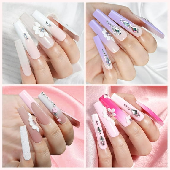 LIDUI-Nail Tips Square XXL Long: Full Cover Pre-file Square Straignt ...