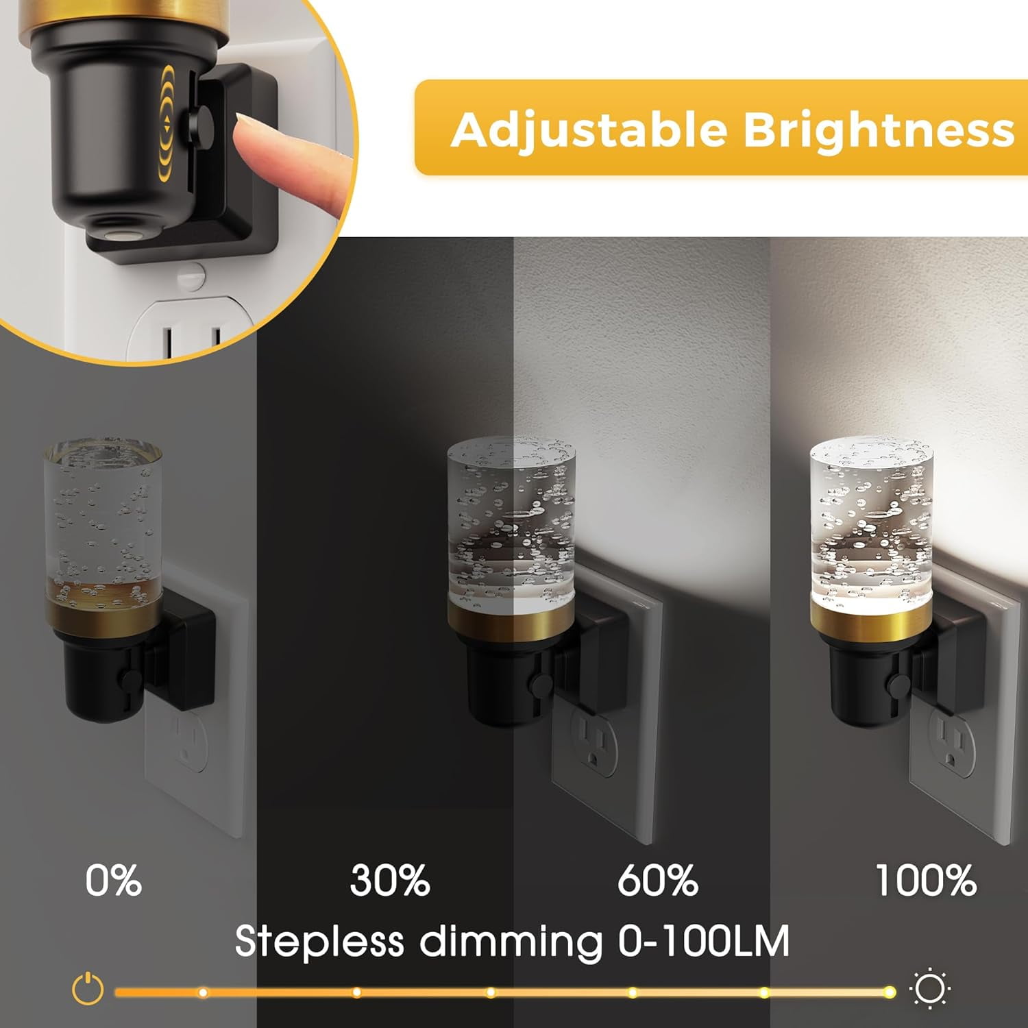 LIDUI-Night Light, 2 Pack Dimmable Night Lights Plug into Wall ...