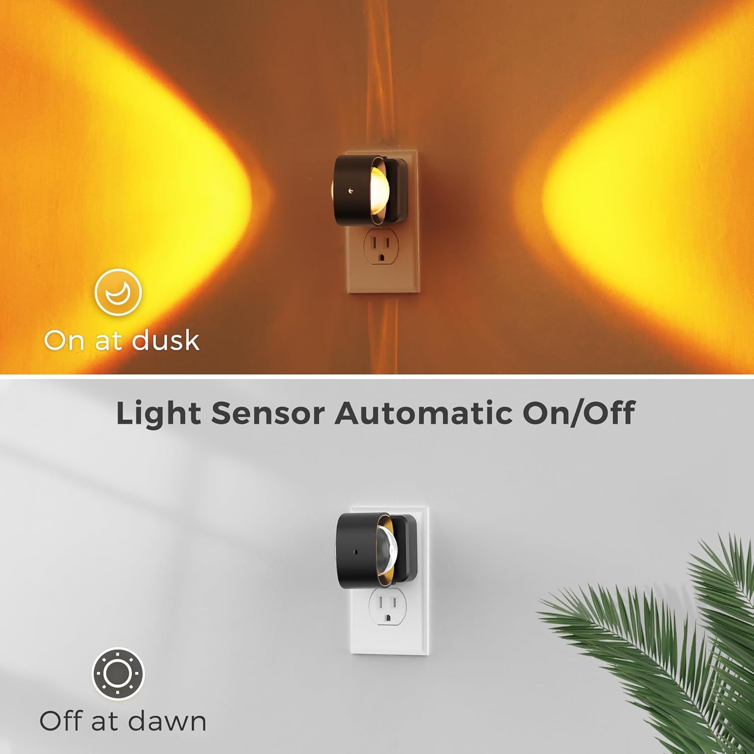 LIDUI-Night Light Projector, 2 Pack Color Changing Night Light Plug ...