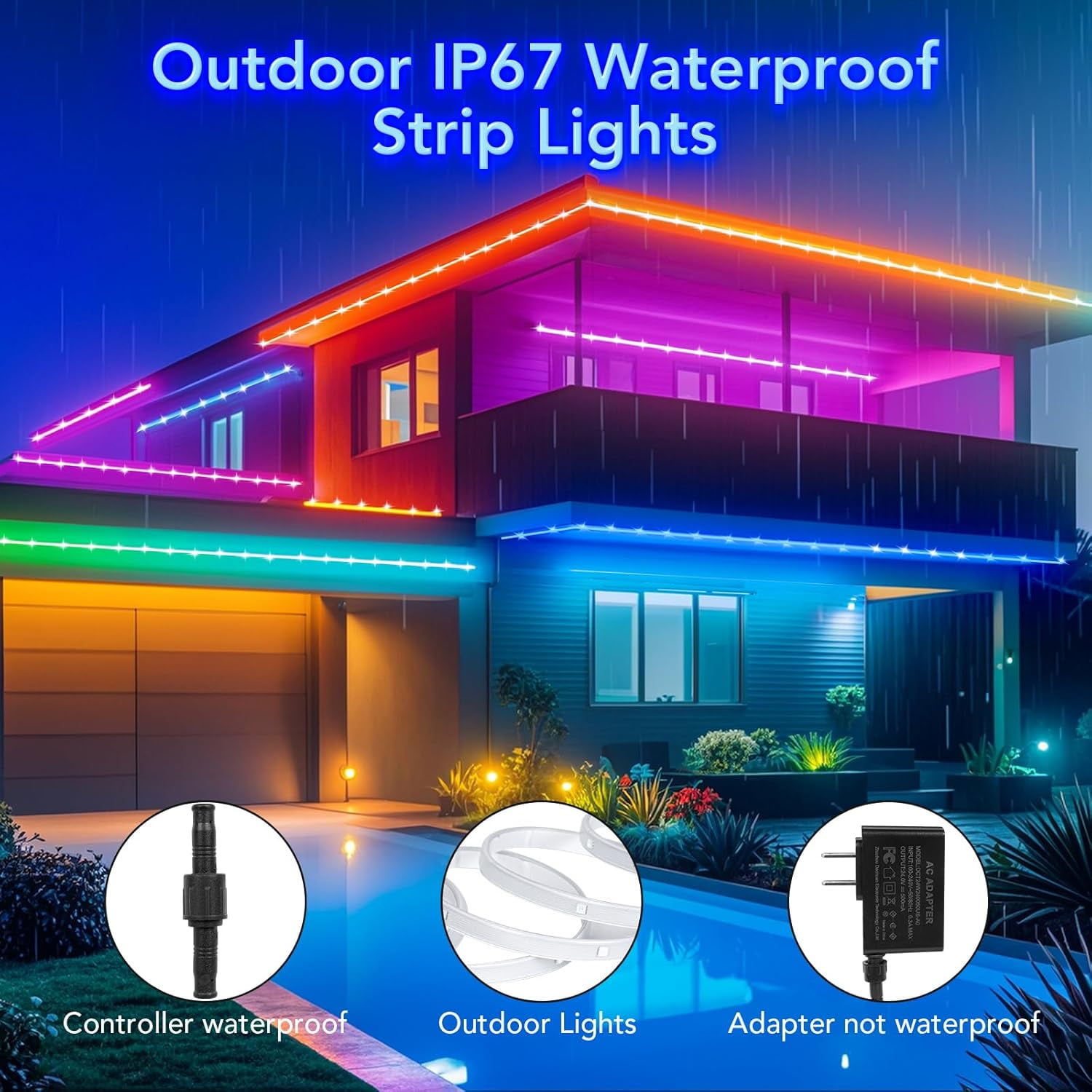 LIDUI-Outdoor LED Strip Lights, 65.6FT Waterproof IP67 Led Lights for ...
