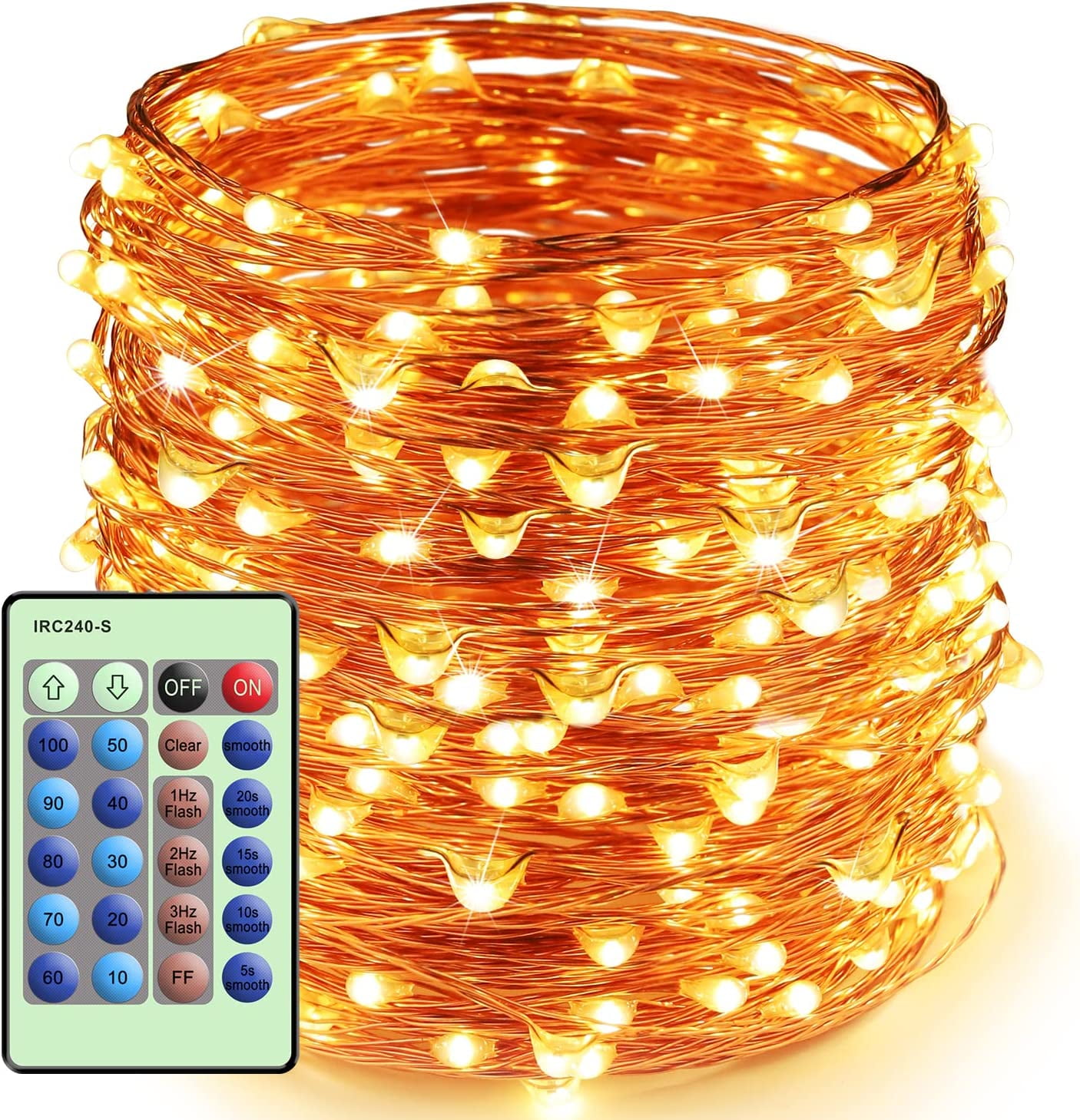 LIDUI-Outlet LED String Lights with Remote Control 99ft with 300 LEDs ...