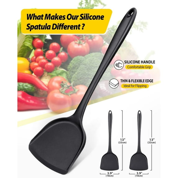 LIDUI-Pack of 2 Silicone Wok Spatula, Non-Stick, Heat Resistant, Easy ...