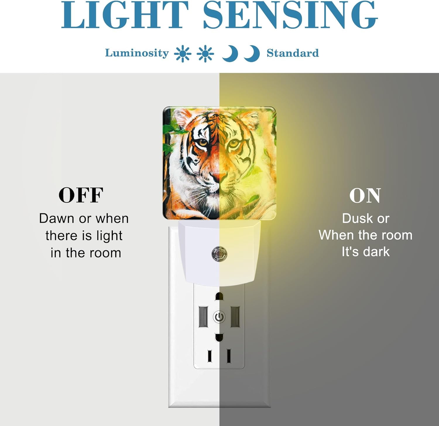 LIDUI-Plug in Night Lights Oil Painting Tiger in Jungle Nightlight Plug ...