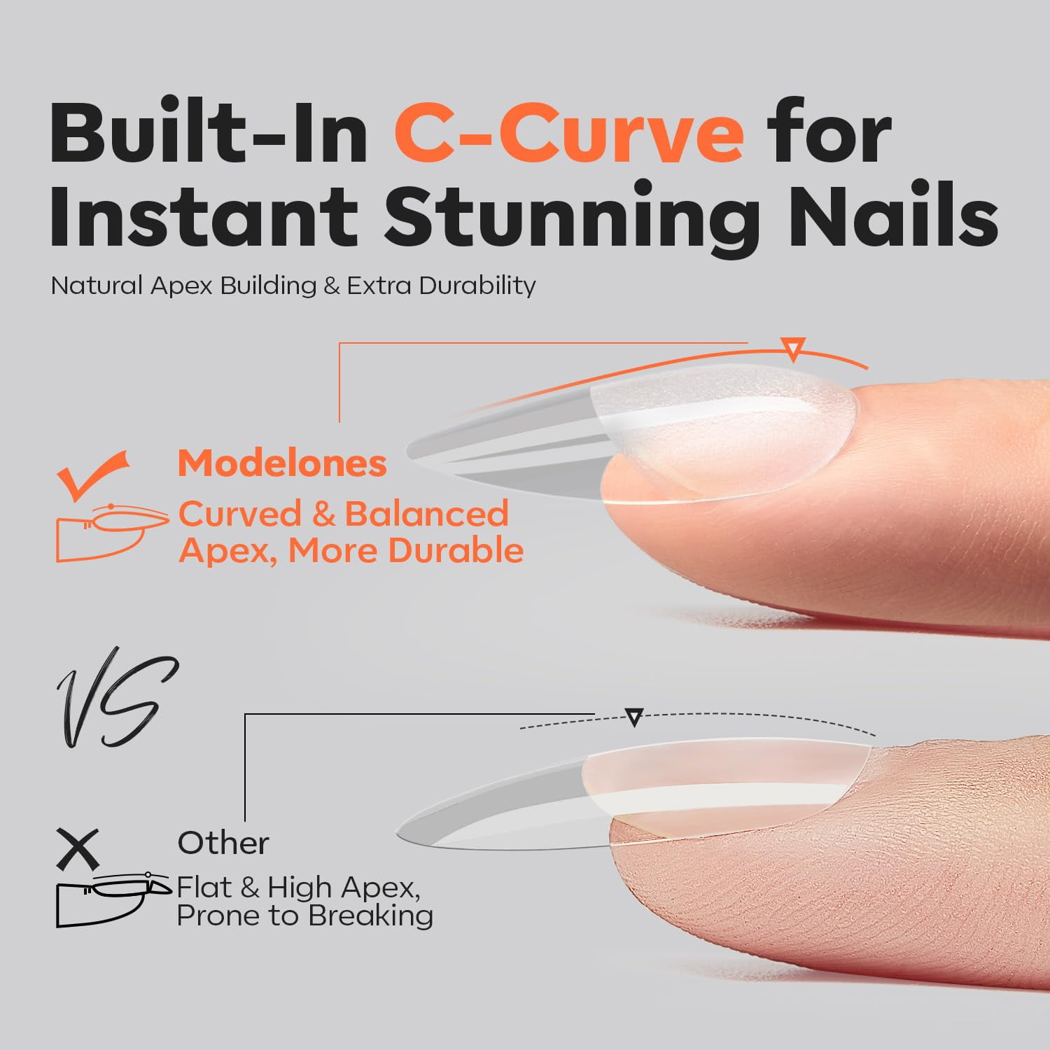 LIDUI-Pro Luxe Instant Nail Apex Tips 15 Sizes, Medium Coffin Extension ...