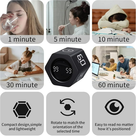 LIDUI-Productivity Timer Flip Gravity Sensor Cube Timer Countdown ...