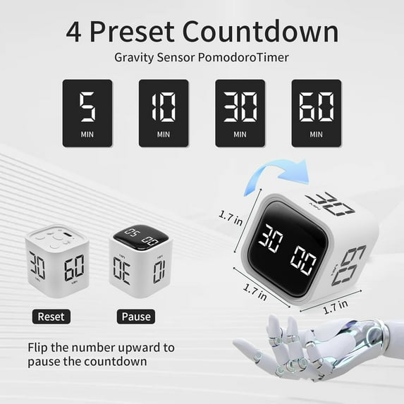 LIDUI-Productivity Timer Flip Gravity Sensor Cube Timer Countdown ...