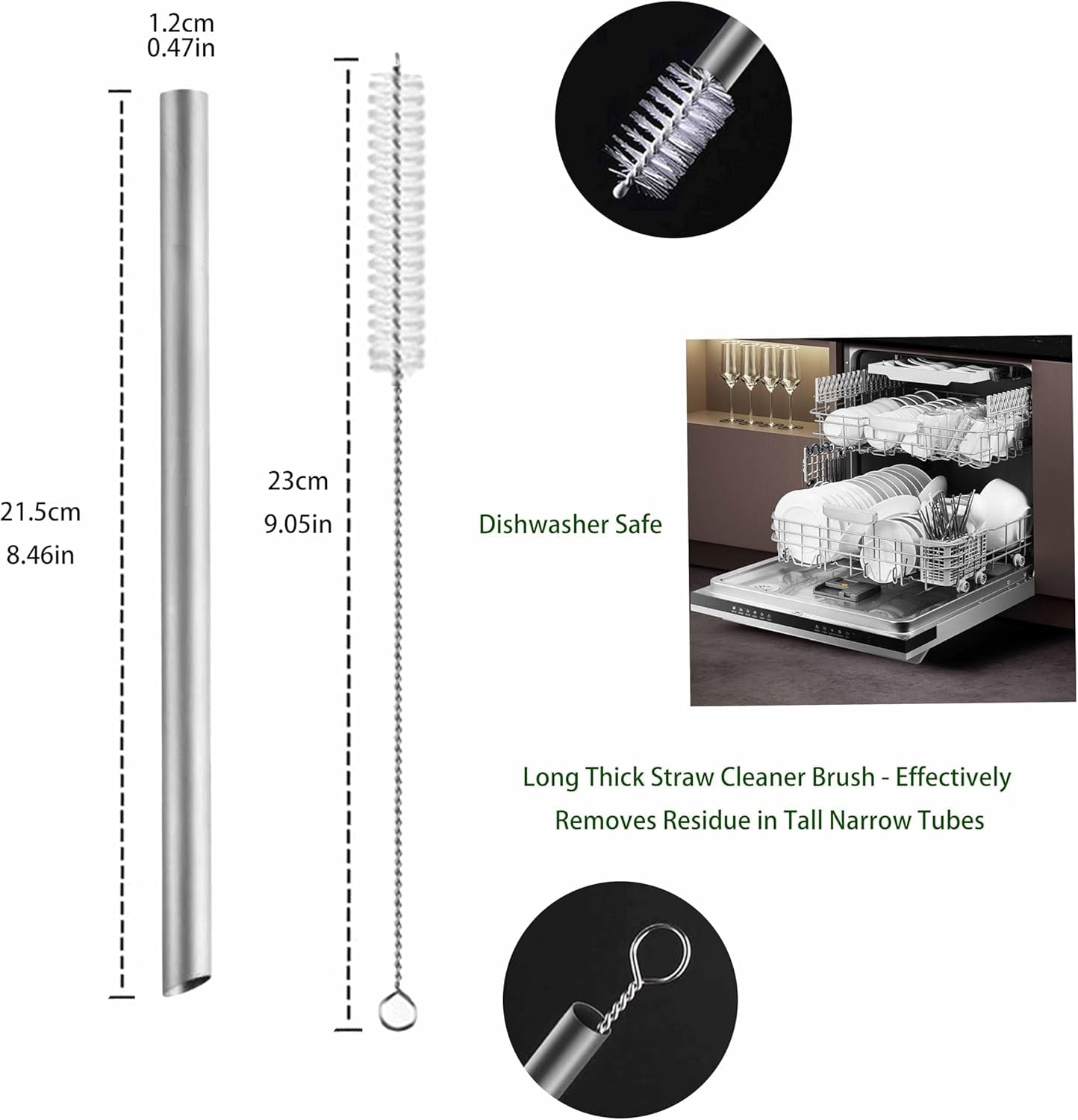 LIDUI-Pure Titanium Reusable Straws with Travel Case & Cleaning Brush,0 ...