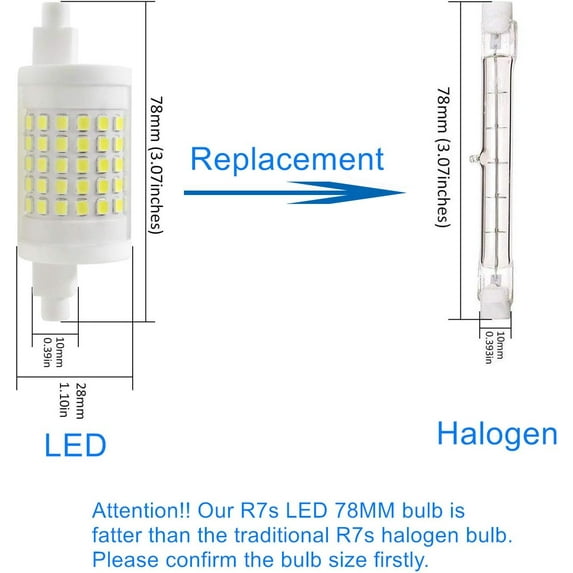LIDUI-R7S LED Bulb 78MM, 10W Dimmable J78 Flood Light, 100W Halogen T3 ...