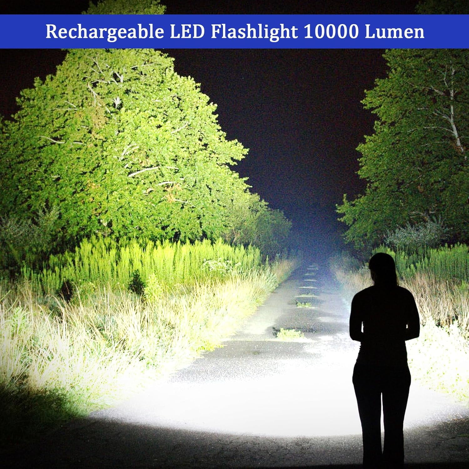 LIDUI-Rechargeable LED Flashlight 10000 Lumen, Super Bright Flashlight ...