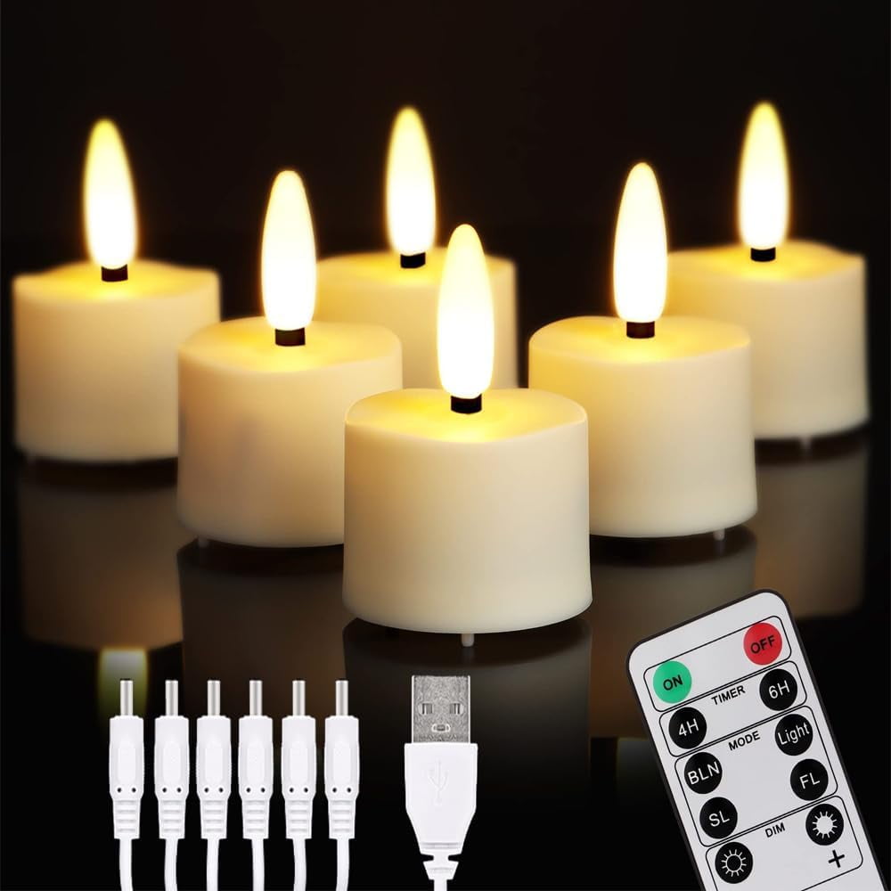 LIDUI-Rechargeable Tea Light Candles with Timer & Remote Function ...