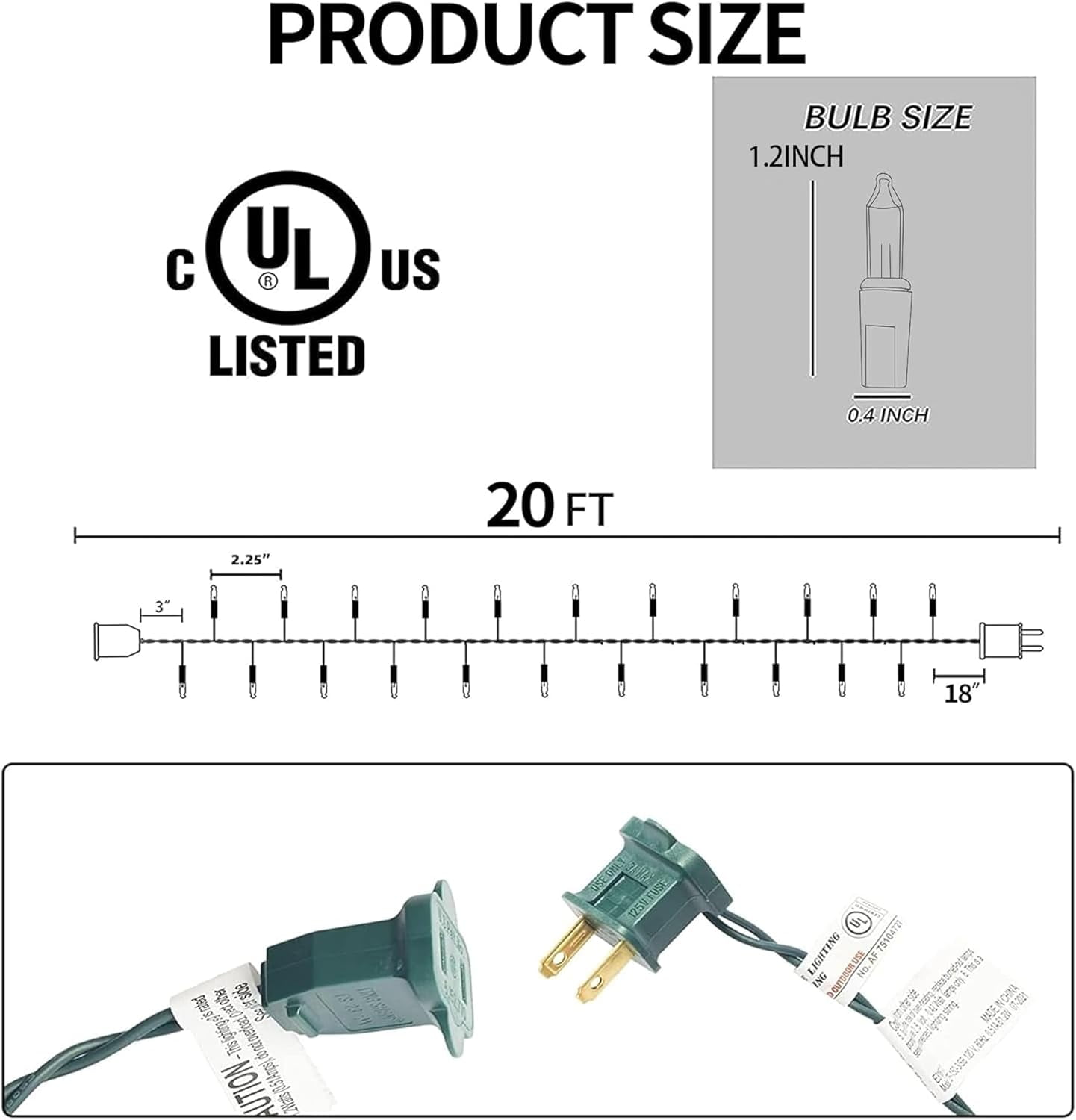 LIDUI-Red Christmas Lights, 2 Pack Total 40 FT 200 Count Incandescent ...