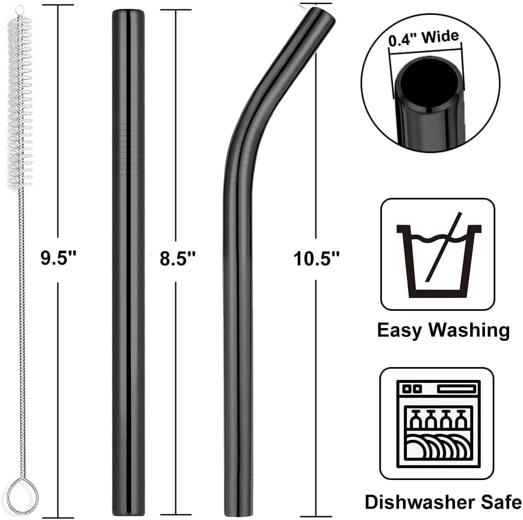 LIDUI-Reusable Smoothie Straws & Milkshake Straws 0.4" Wide Mouth Straw ...