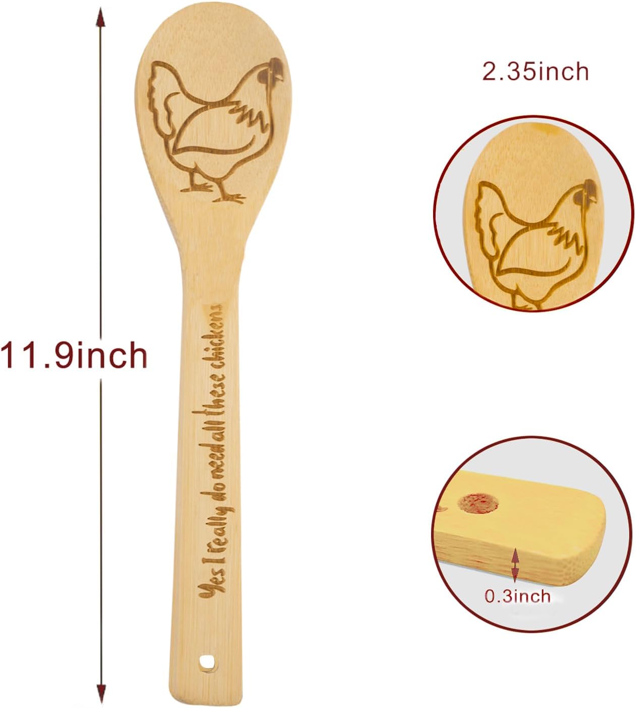 LIDUI-Rooster Wooden Cooking Spoons Set of 5,Rooster Gifts,Chicken ...