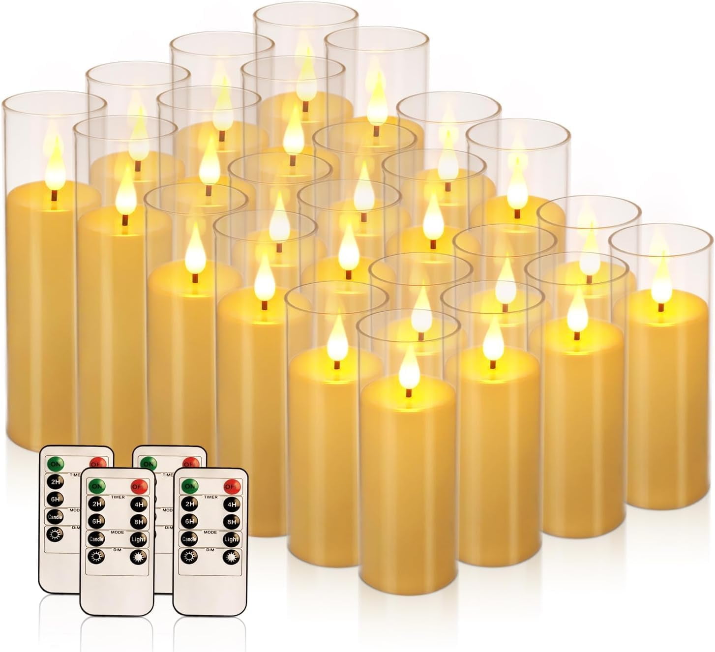 LIDUI-Set of 24 Flameless Led Battery Opeated (D2.2'' x H5''6''7'') Realistic Moving Wick ...