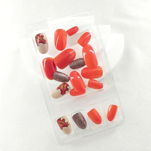 LIDUI-Short Press on Nails Oval Glossy Fake Nails Round Glue on Nails ...