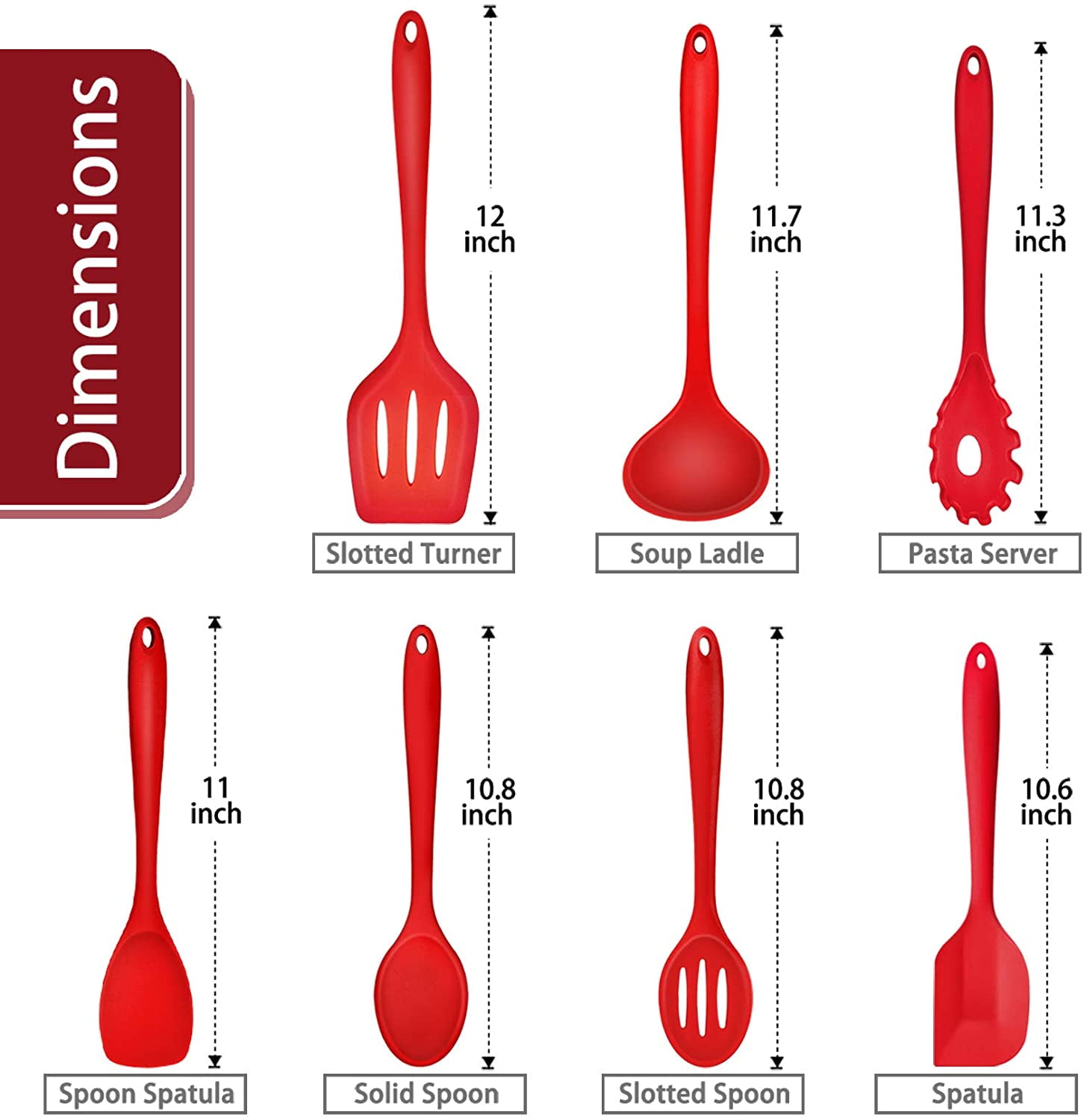LIDUI-Silicone Cooking Utensils Set of 7, Heat-proof Kitchen Utensils ...