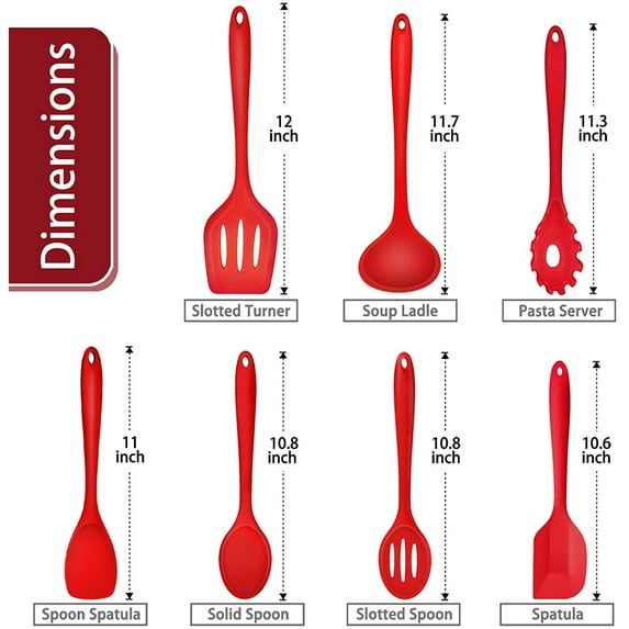 LIDUI-Silicone Cooking Utensils Set of 7, Heat-proof Kitchen Utensils ...