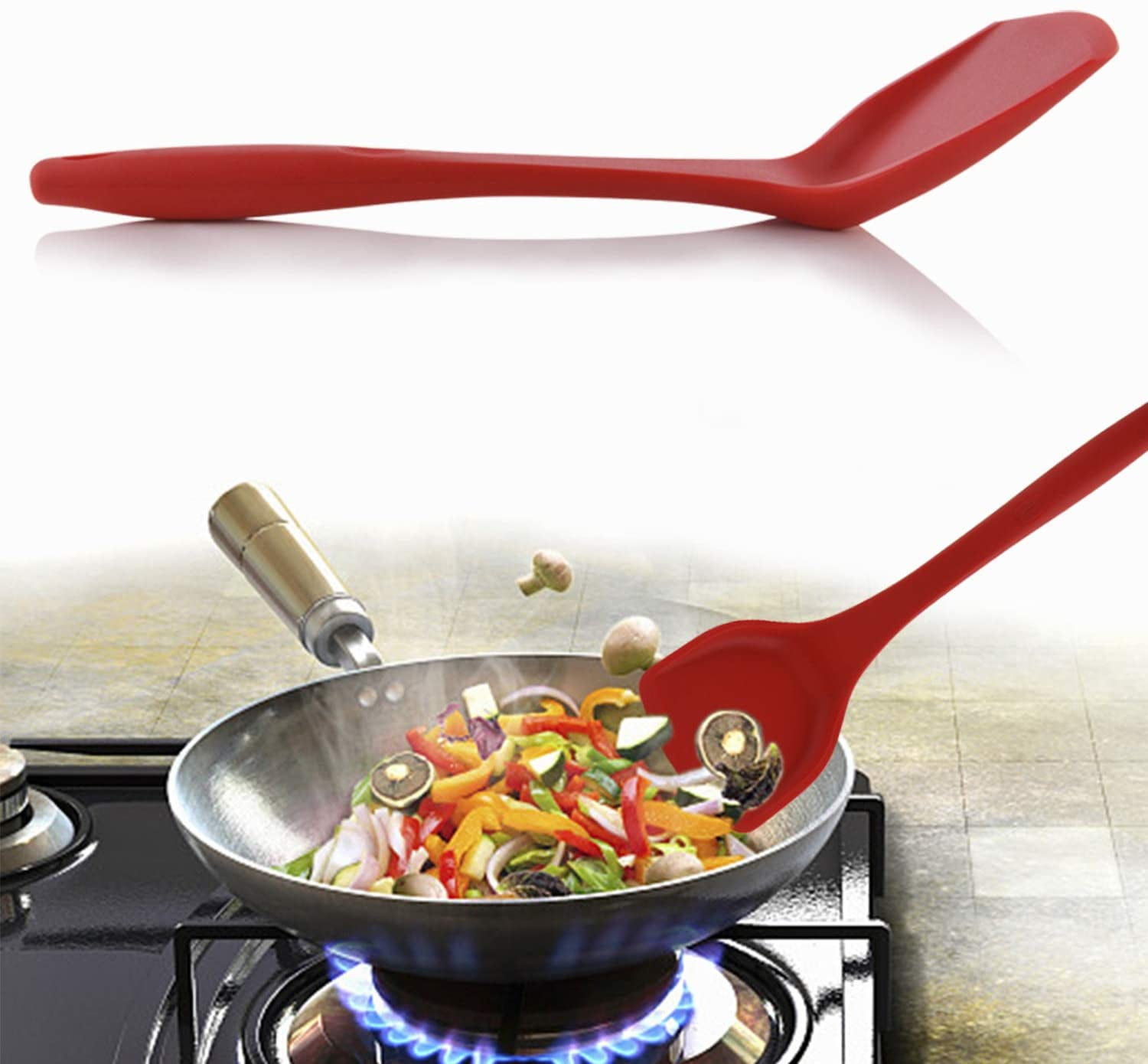 LIDUI-Silicone Wok Spatula, Upgrade Nonstick Turner Spatula Heat ...