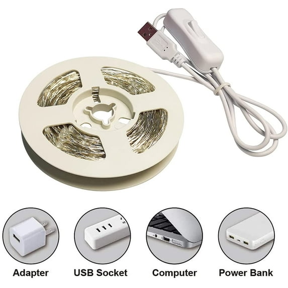 LIDUI-Silver Wire 66 Ft 200 LED USB Fairy String Lights with On/Off ...