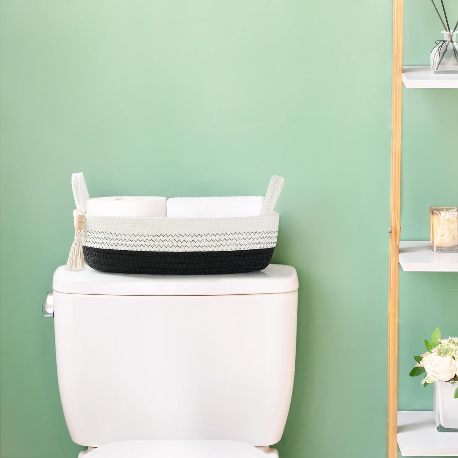 LIDUI-Small Storage Basket for Toilet Tank Top Boho Bathroom Decor ...