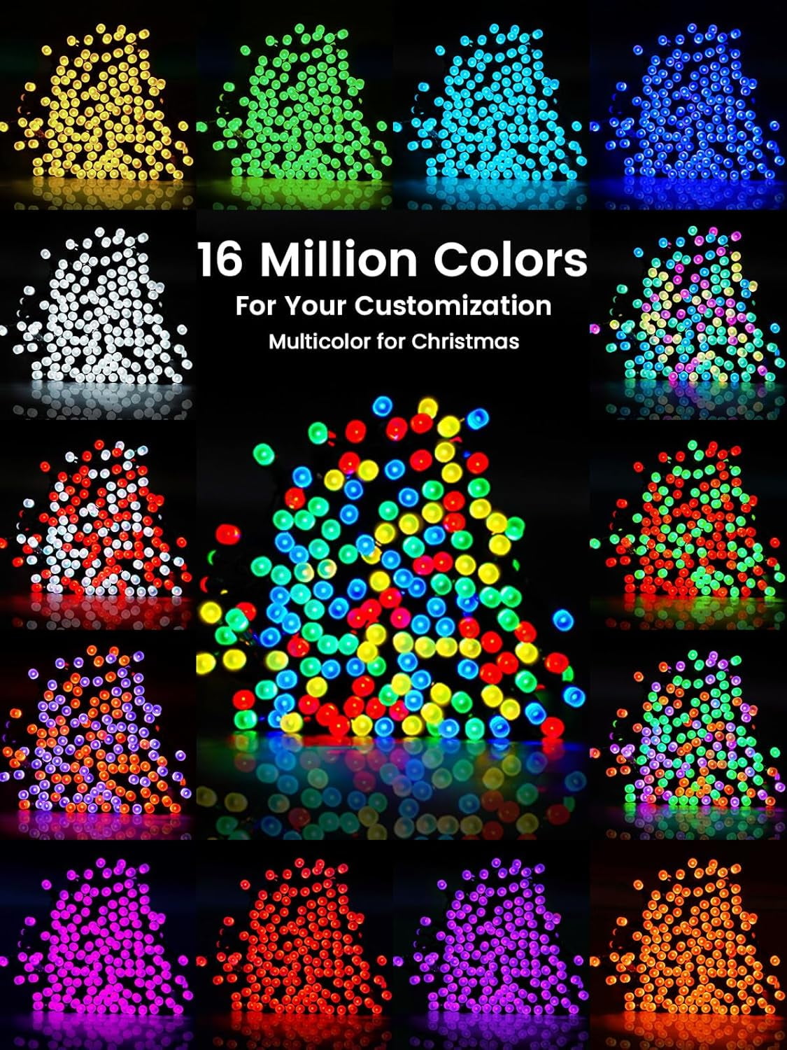 LIDUI-Smart Color Changing Christmas Lights with Remote & APP, 109FT ...