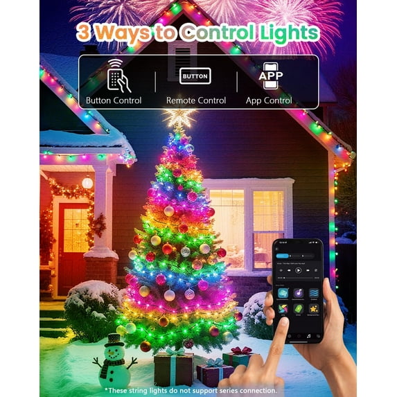 LIDUI-Smart Color Changing Christmas String Lights, 82FT 200LED App ...