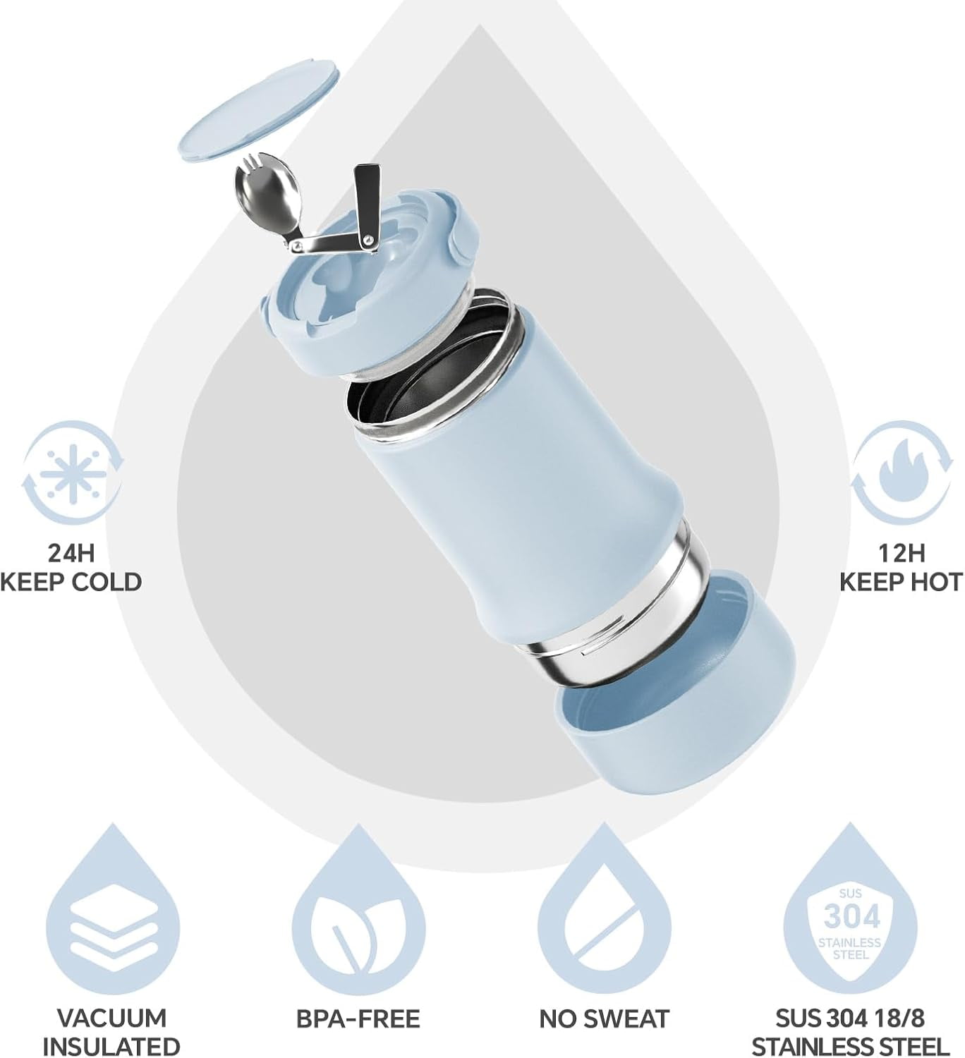 LIDUI-Soup Thermo with Foldable Spoon and Bowl 20oz, All-in-one ...