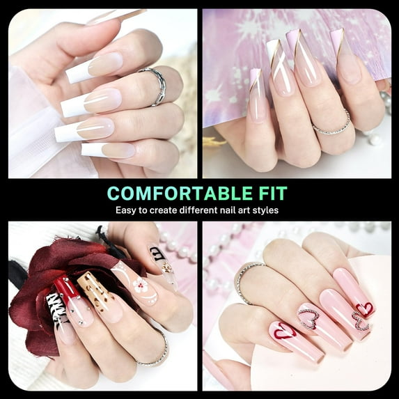 LIDUI-Square Nail Tips Full Cover Gel Nails 12 Sizes 360Pcs No Curve ...