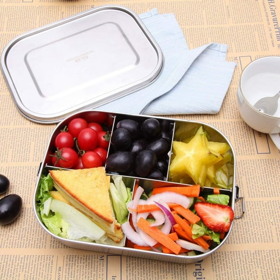 LIDUI-Stainless Steel Bento Lunch Box, Metal Lunch Container with 5 ...