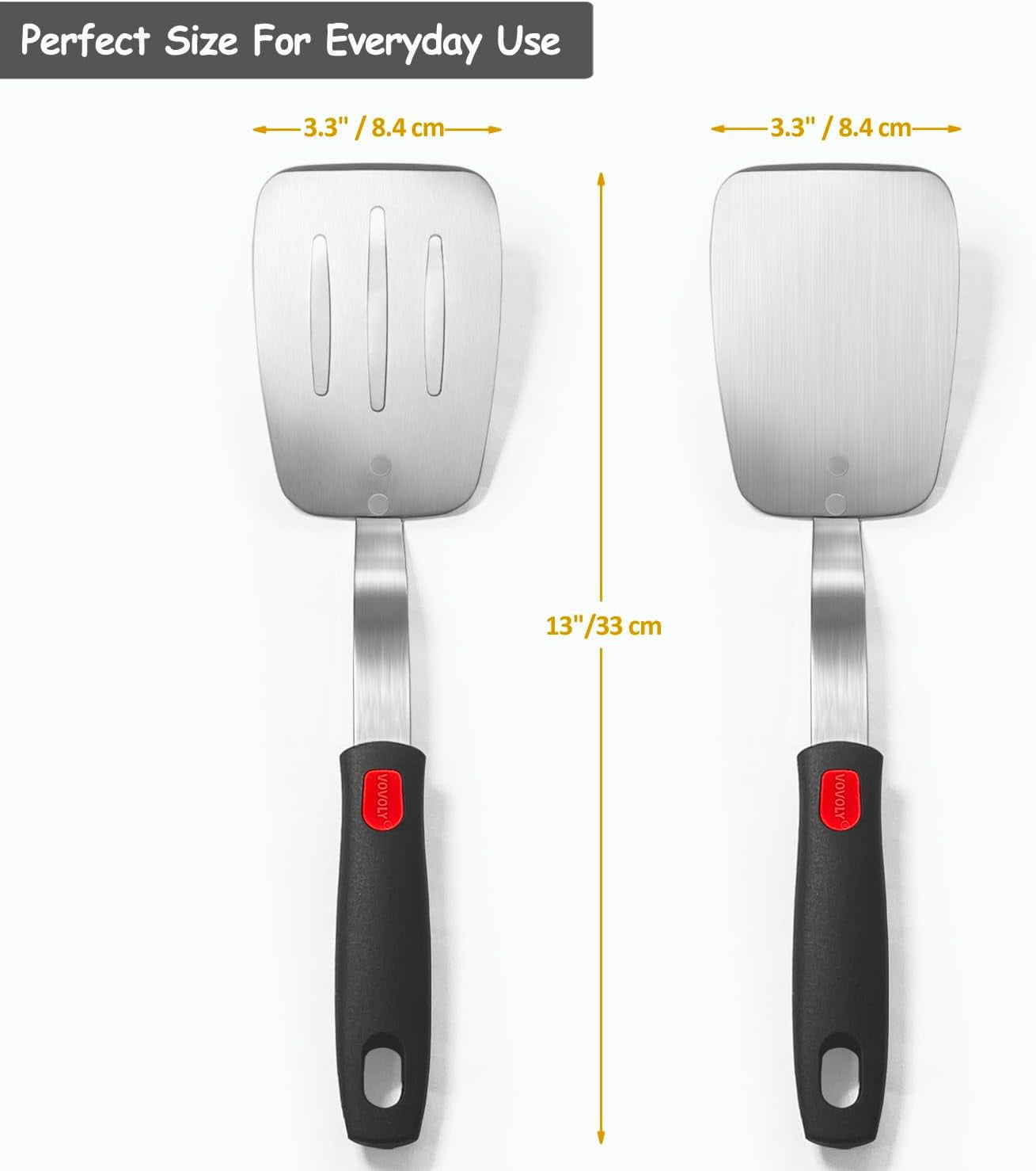 LIDUI-Stainless Steel Spatula Turner Set, 2-Pack Metal Spatula for ...