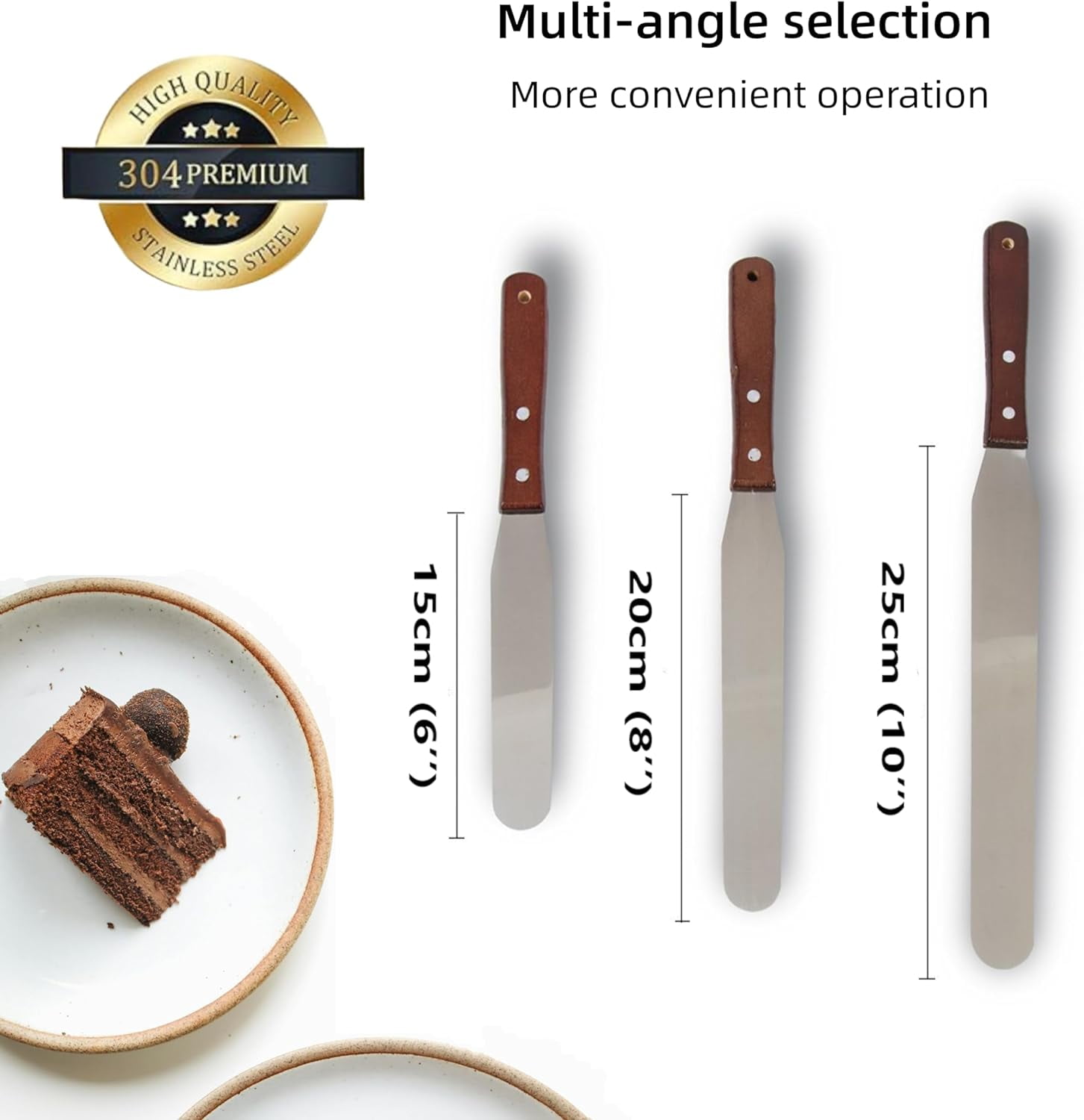 LIDUI-Straight Icing Spatula Stainless Steel Baking Set of 6", 8" & 10 ...