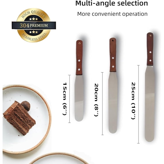 LIDUI-Straight Icing Spatula Stainless Steel Baking Set of 6", 8" & 10 ...