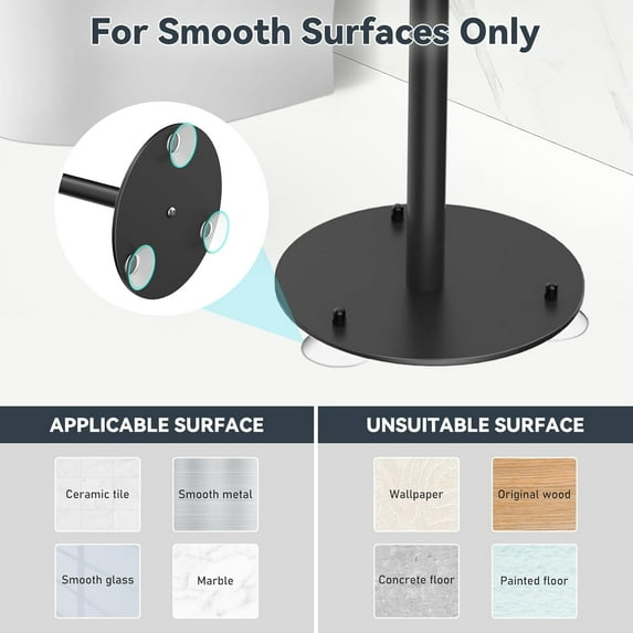 LIDUI-Suction Cup Toilet Paper Holder Stand Free Standing Toilet Paper ...