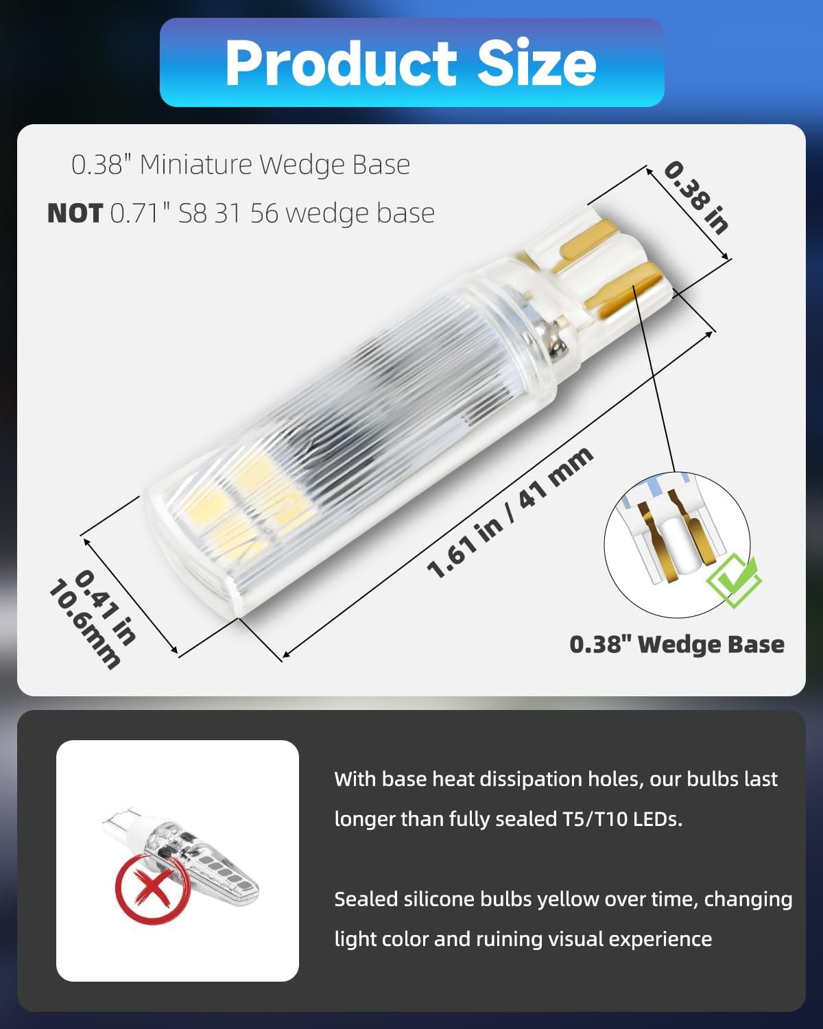 LIDUI-T5 Wedge Base LED Bulb 12V 1.5W T5 T10 Wedge Base LED Landscape ...