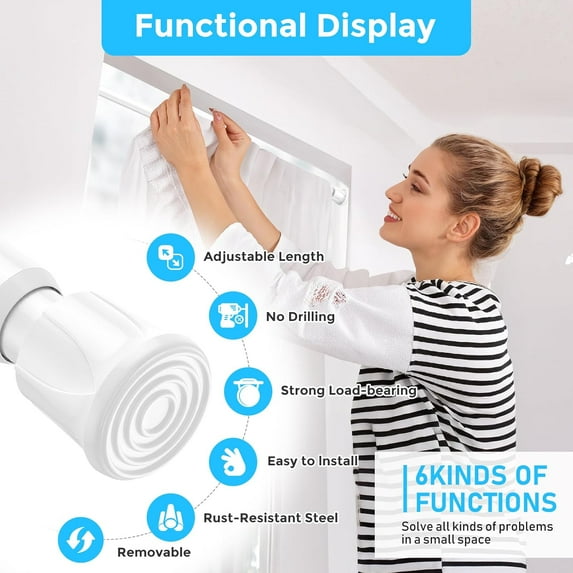 LIDUI-Tension Rods for Windows 28 to 48 inch, Adjustable Short Curtain ...