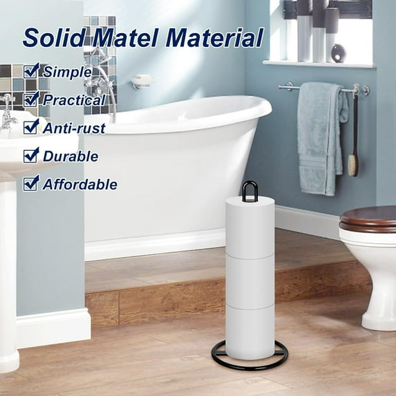 LIDUI-Toilet Paper Holder Stand, , Black Freestanding Toilet Paper ...