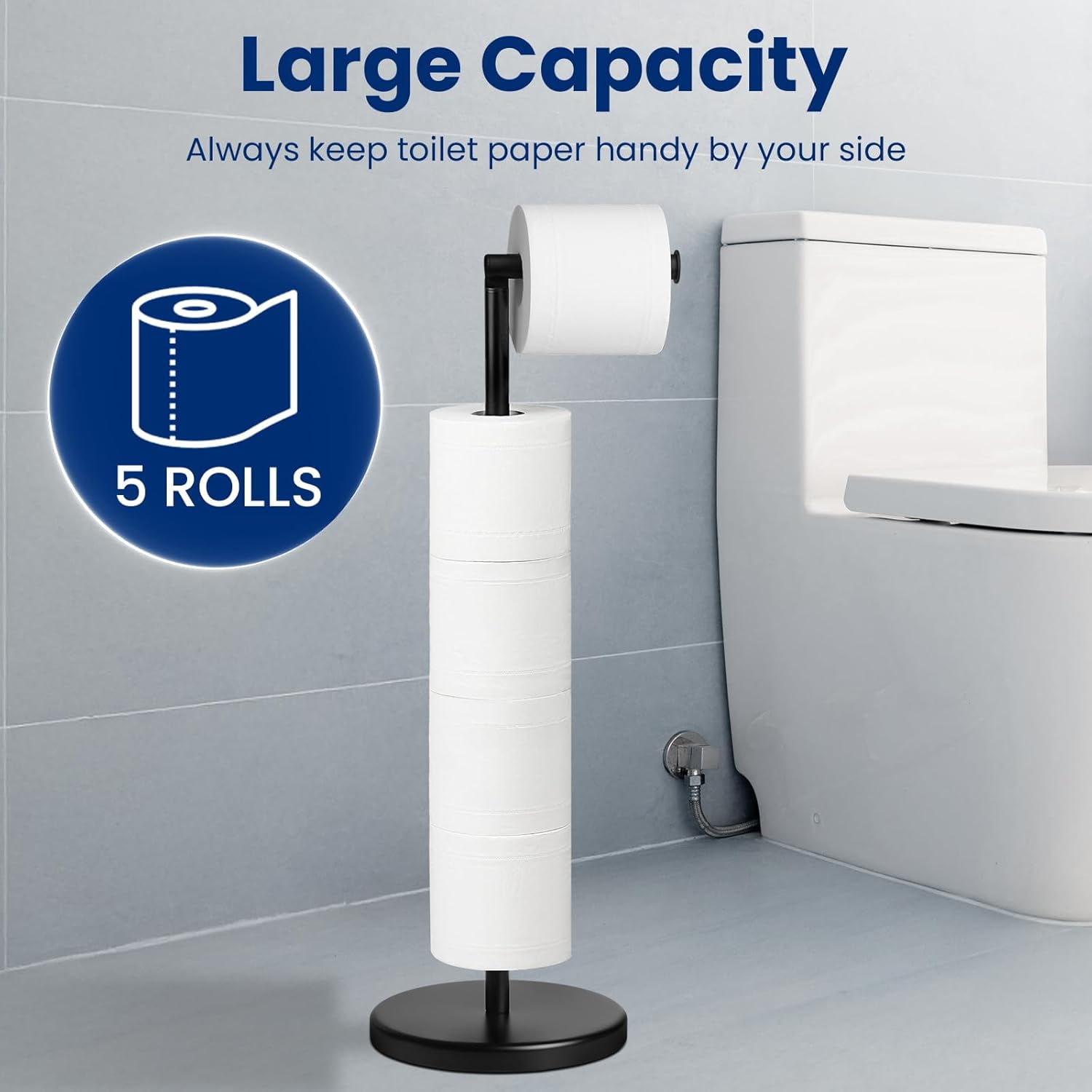 LIDUI-Toilet Paper Holder Stand, Stainless Steel Bathroom Toilet Paper ...