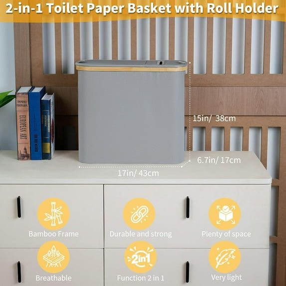LIDUI-Toilet Paper Storage and Holder 2 in 1, Toilet Paper Storage with ...