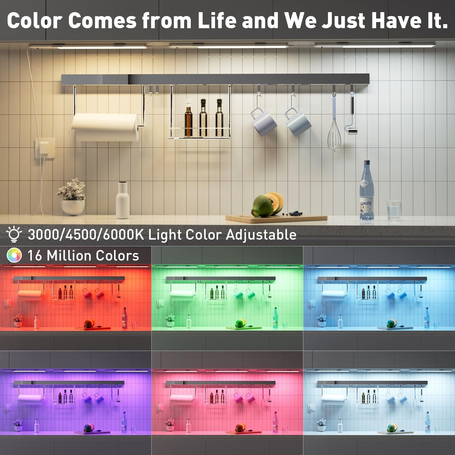 LIDUI-Under Cabinet Lighting Plug in, 12 Inch 24V RGB Under Counter ...