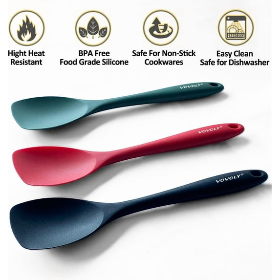 LIDUI-Upgrade Silicone Spatula Spoon Set,VOVOLY Heat Resistant Rubber ...