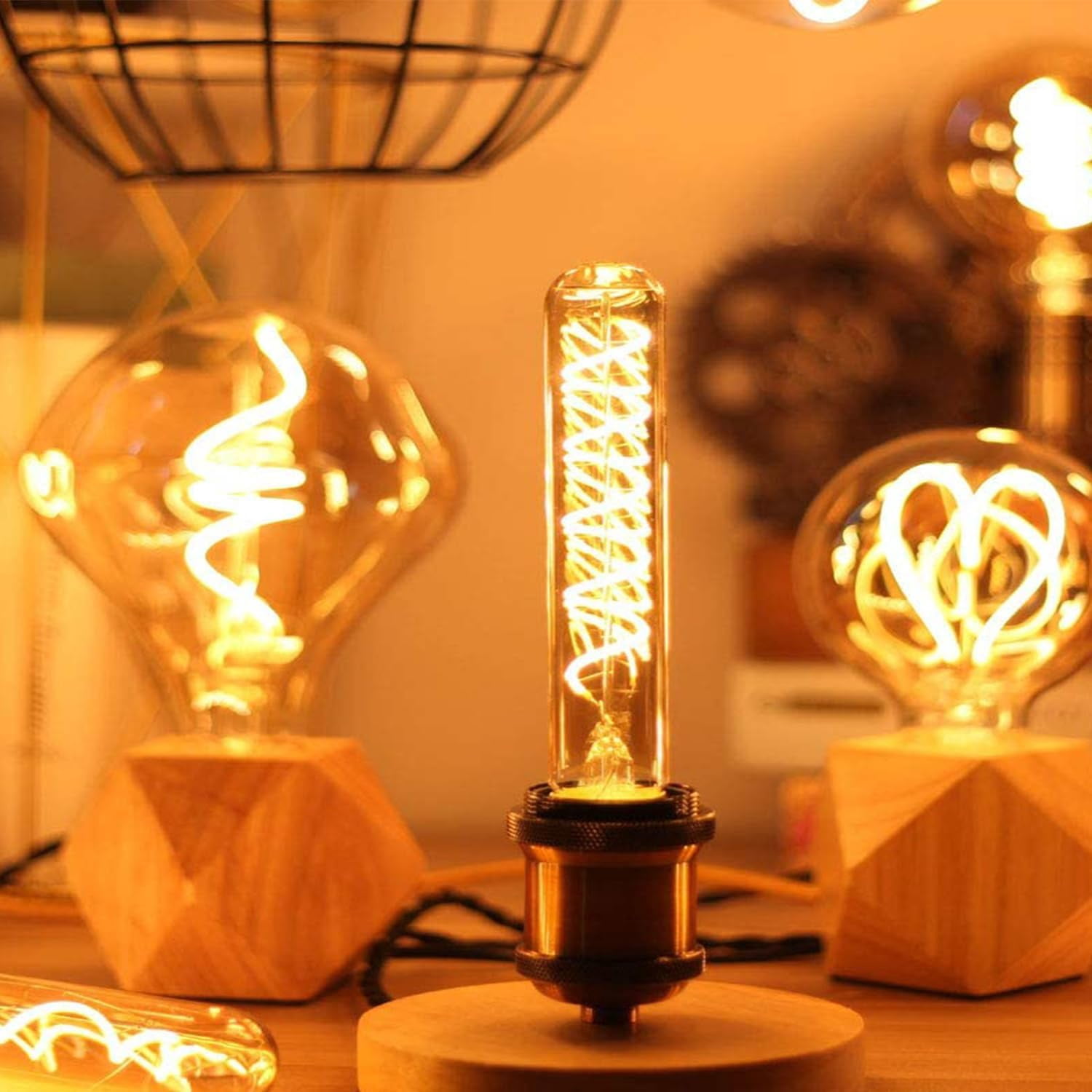 LIDUI-Vintage T10 LED Edison Light Bulb Super Thin Filament, 40 Watt ...