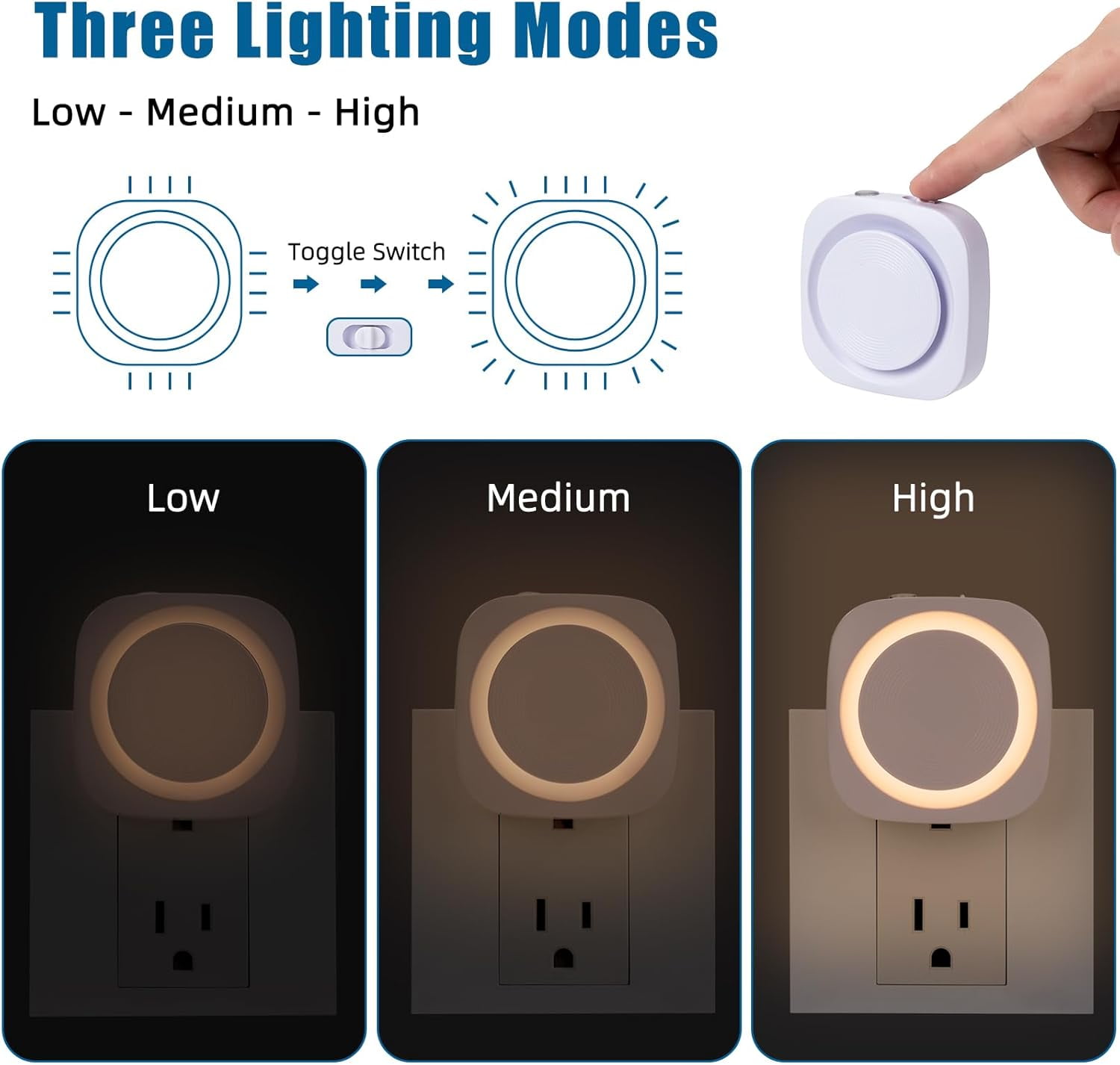 LIDUI-Warm Night Lights Plug into Wall, 4 Packs Dimmable Night Light ...