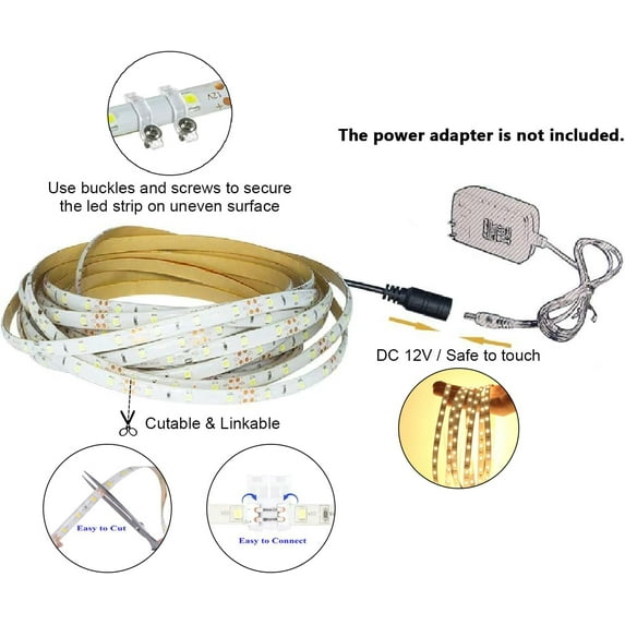 LIDUI-Water-Resistance IP65, 12V Waterproof Flexible LED Strip Light ...