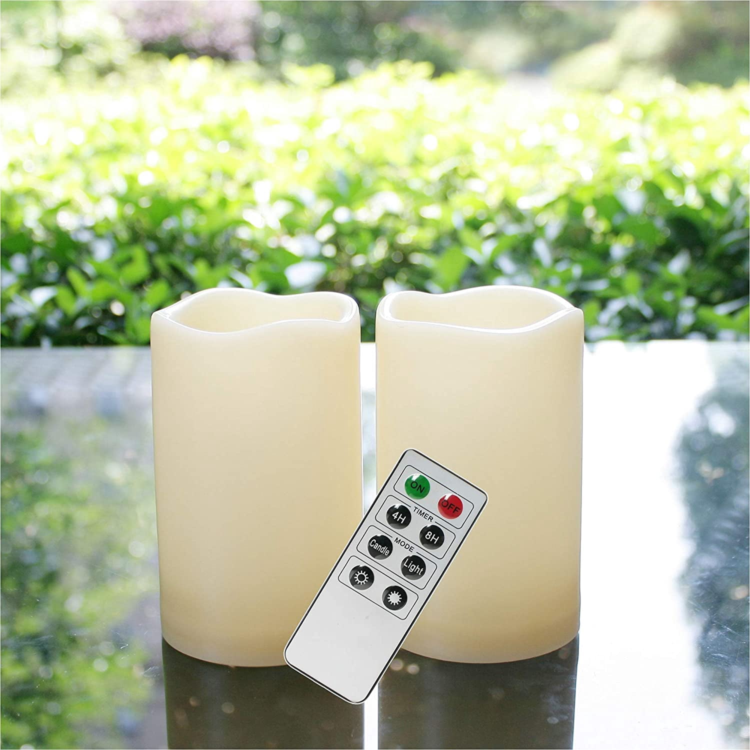 LIDUI-Waterproof Outdoor Flameless LED Candles - with Remote and Timer ...