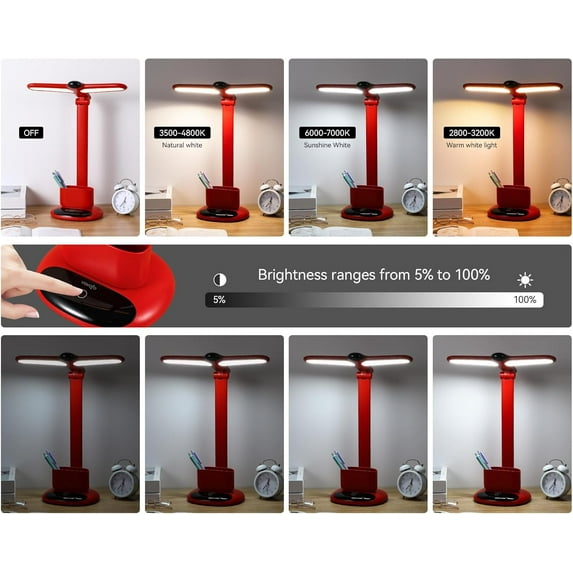 LIDUI-Wireless LED Desk Lamp 6785-Touch Control, 2700-7000K Adjustable ...
