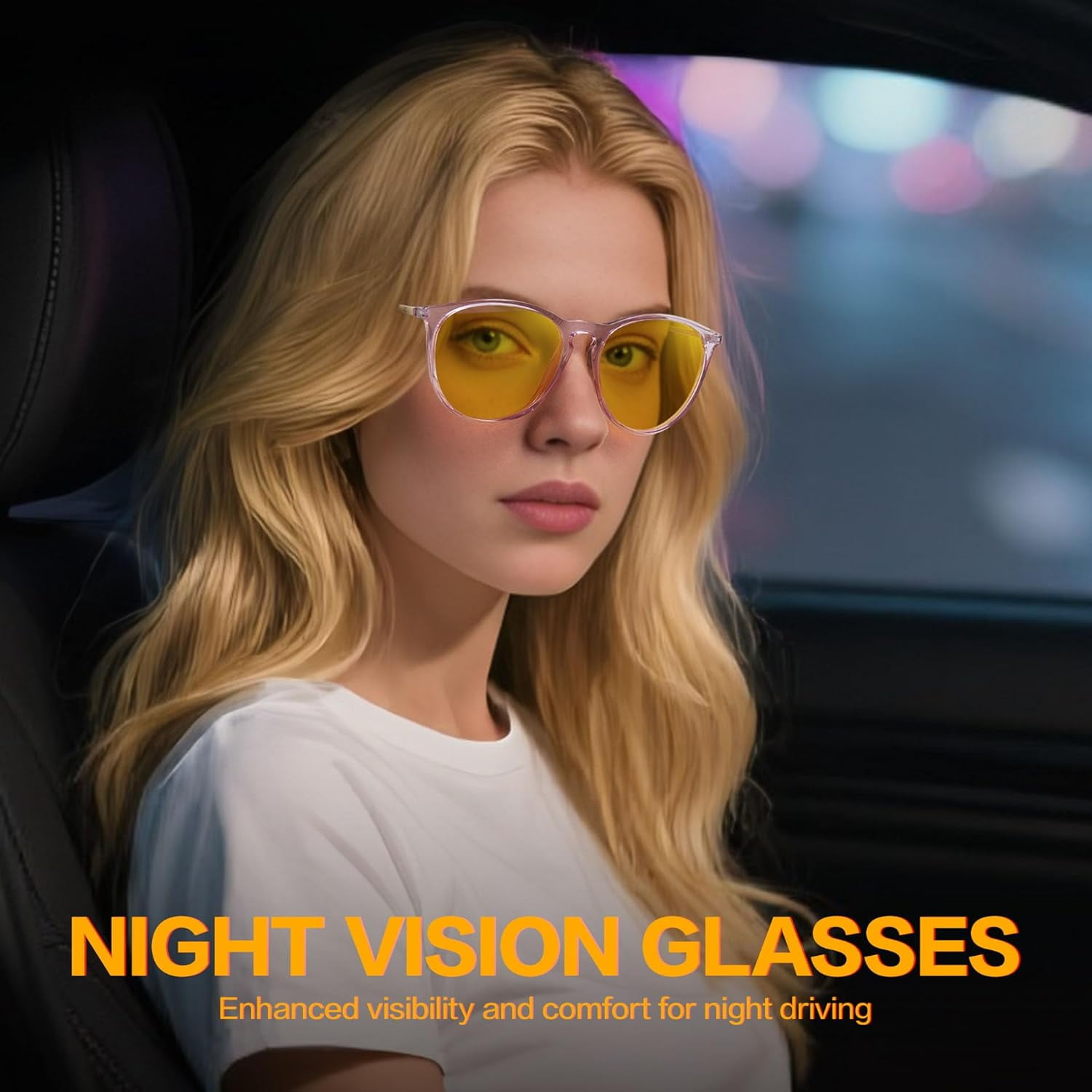 LIDUI-Womens Night Vision Glasses: TR90 Anti-Glare Night Driving ...